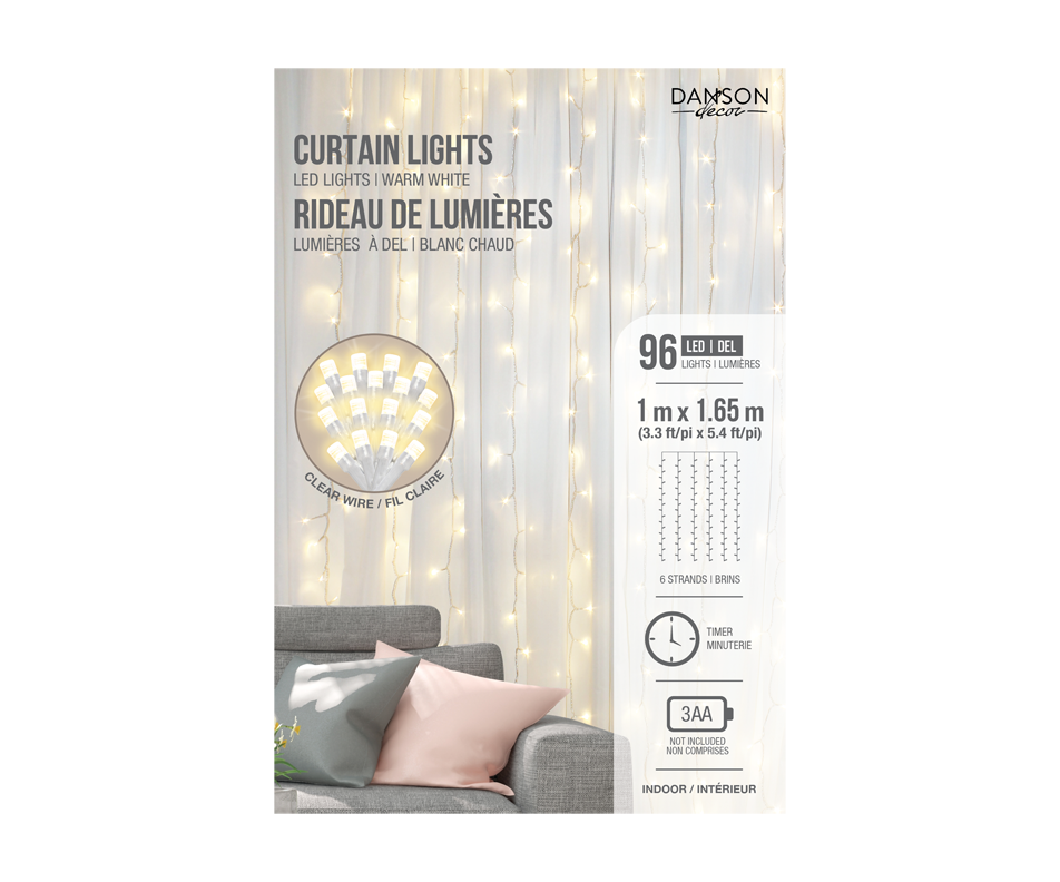 Curtain of 96 5 mm LED Lights, Warm White, 96 units – Danson Decor ...