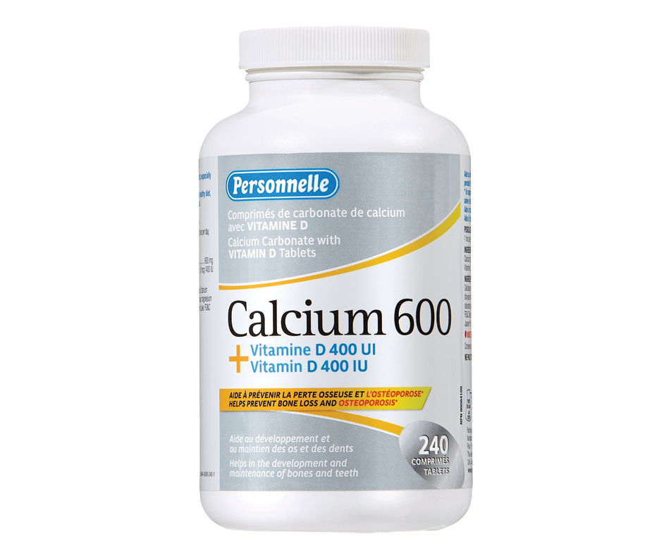 Calcium 600 + Vitamine D 400 IU, 240 units – Personnelle : Vitamin D ...