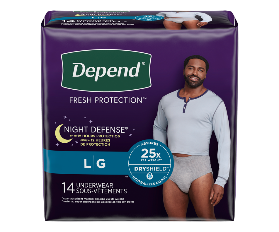 Night Defense Adult Incontinence Underwear for Men, Overnight, 14 units ...