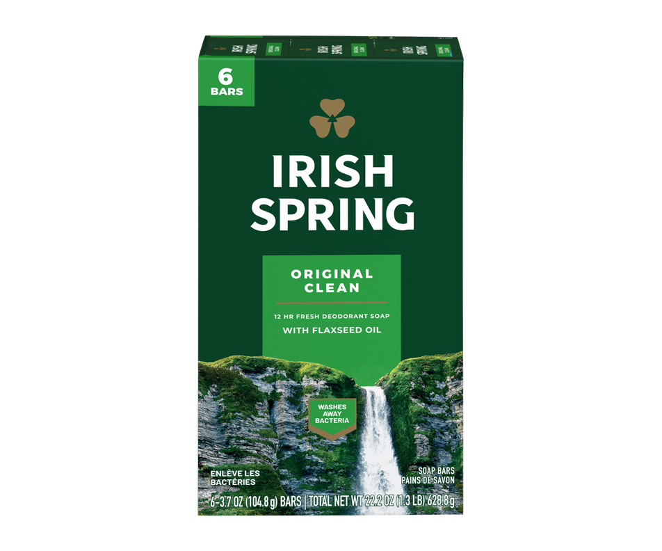 Deodorant Bar Soap for Men, Original Clean, 6 x 104,8 g – Irish Spring ...