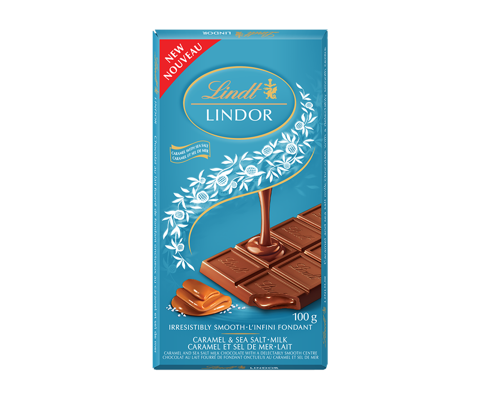 Lindor Milk Chocolate Bar, Caramel & Sea Salt, 100 g – Lindt : Family ...