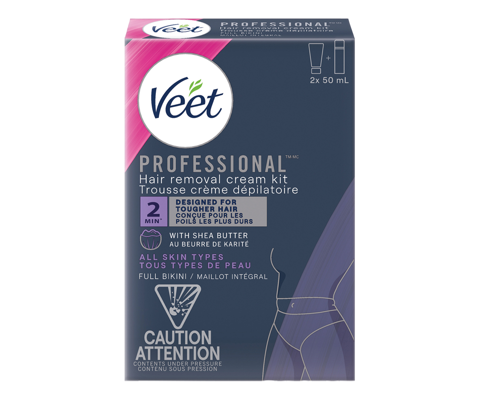 Veet Professional Full Bikini Hair Removal Cream Kit All Skin Types, 2 ...