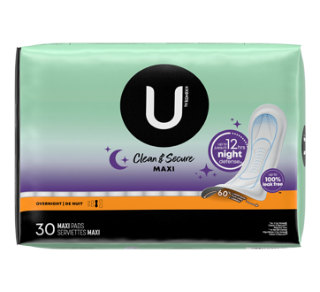 Clean & Secure Overnight Maxi Pads, 30 units – U by Kotex : Pads and ...