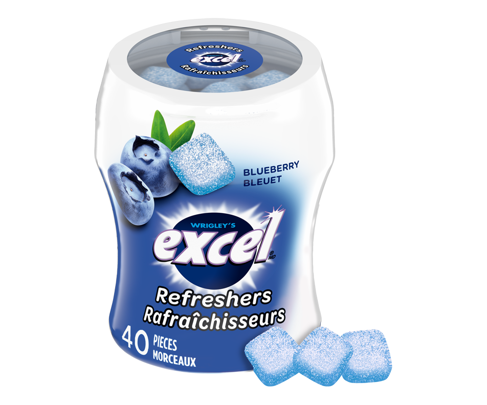 Refreshers Chewing Gum, Blueberry, 40 units – Excel : Regular | Jean Coutu