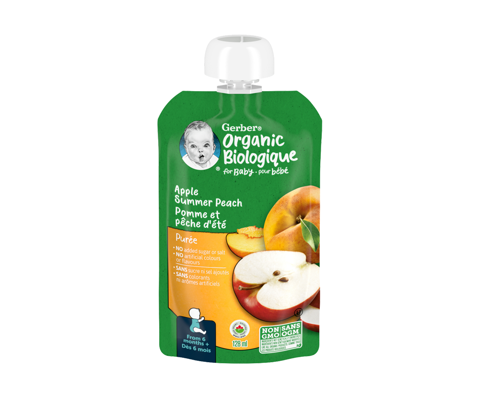 Organic Purée for Baby, Apple & Summer Peach, 128 ml – Gerber : Food ...