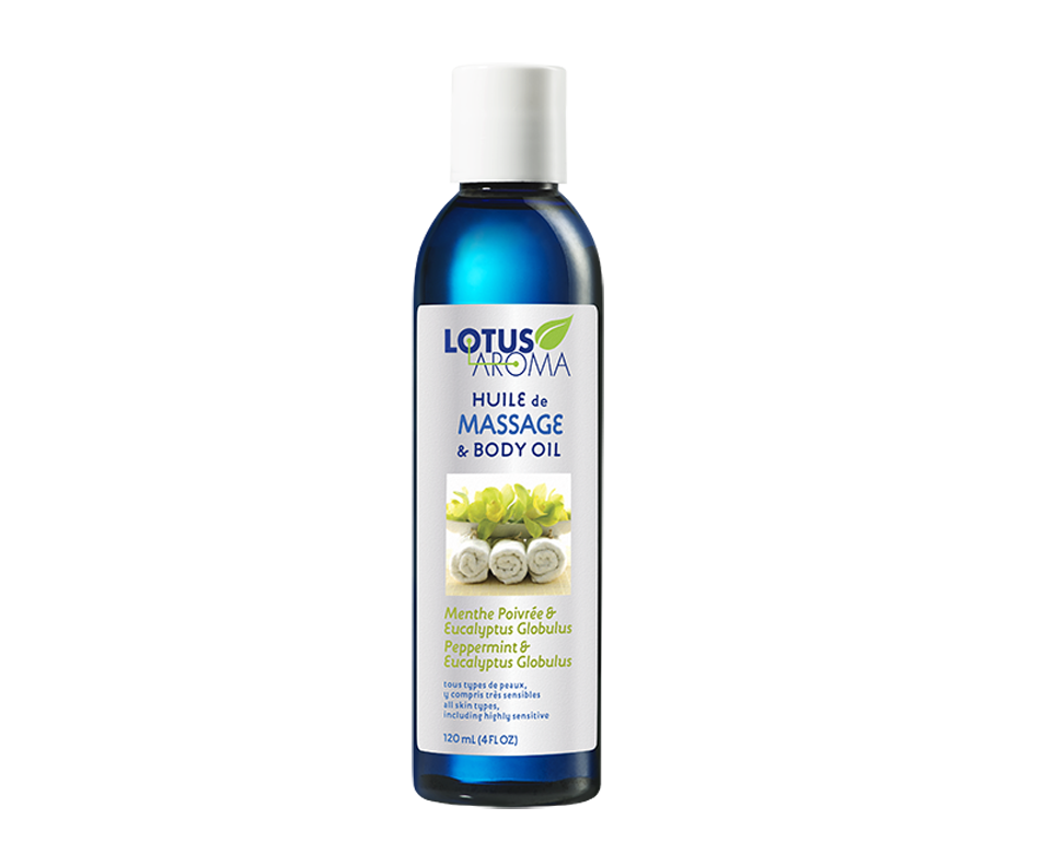 Huile De Massage Menthe Poivrée Et Eucalyptus Globulus 120 Ml Lotus