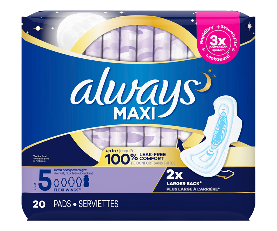 Maxi serviettes de nuit avec ailes pour flux très abondant, taille 5 ...