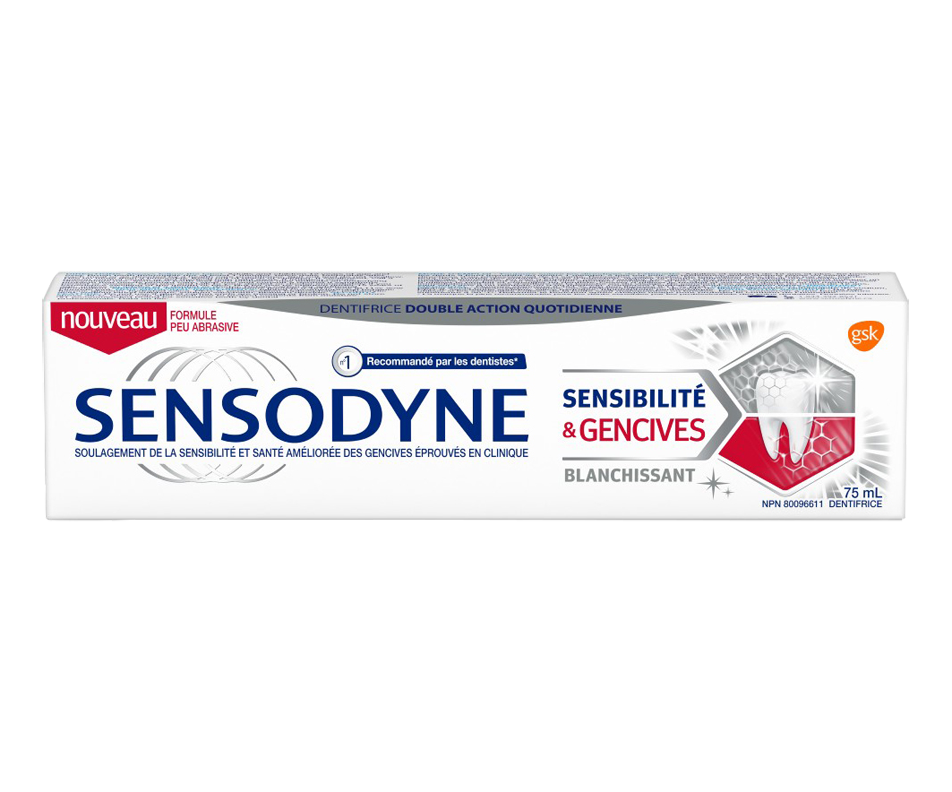 Dentifrice blanchissant pour sensibilité et gencives, 75 ml – Sensodyne ...