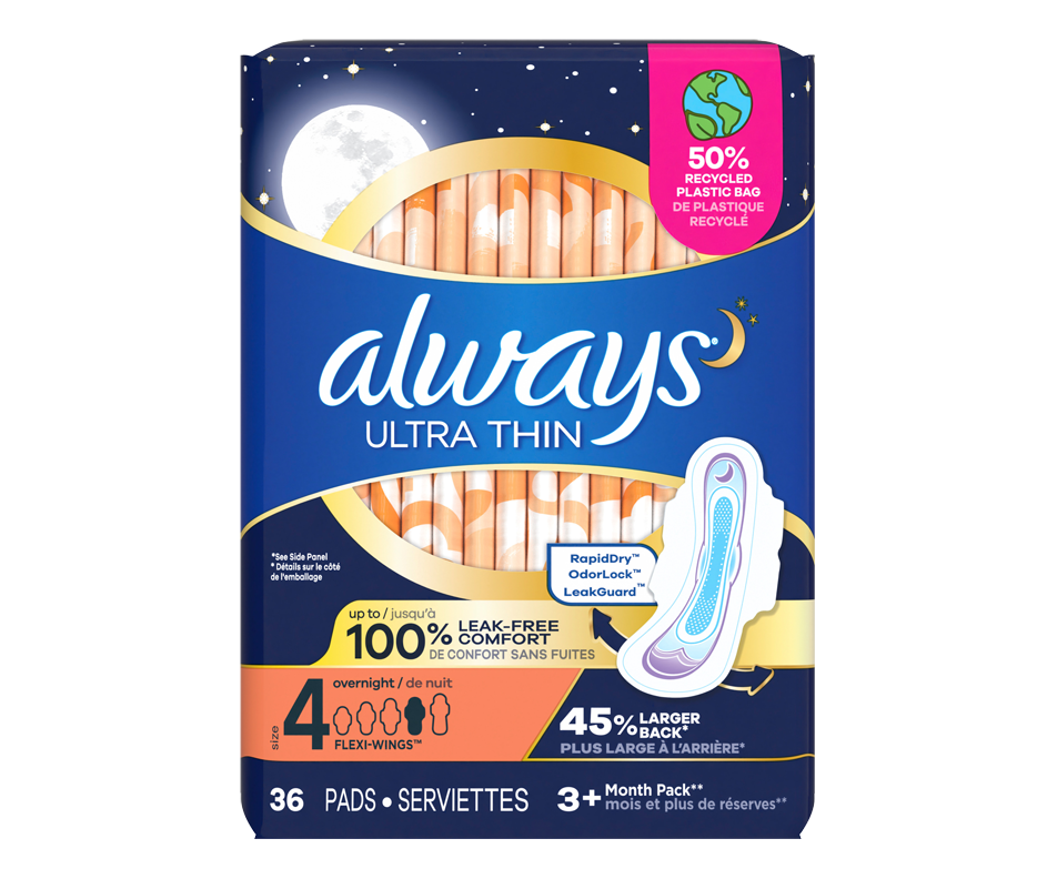 Serviettes ultra minces de nuit avec ailes Flexi-Wings, taille 4, 36 ...