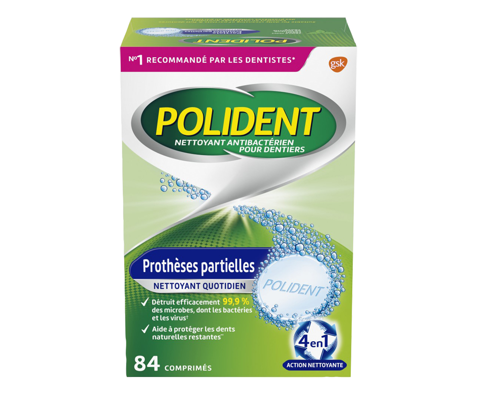 Nettoyant quotidien pour prothèses partielles, 84 unités – Polident ...