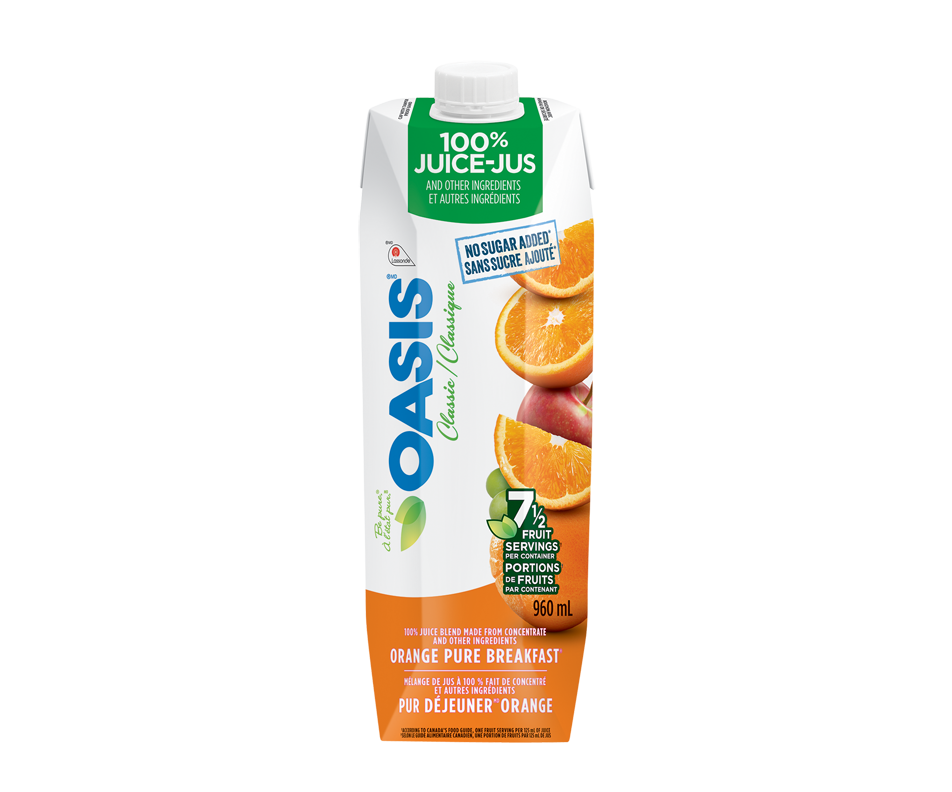 Jus pur déjeuner orange, 960 ml – Oasis : Jus de fruit | Jean Coutu