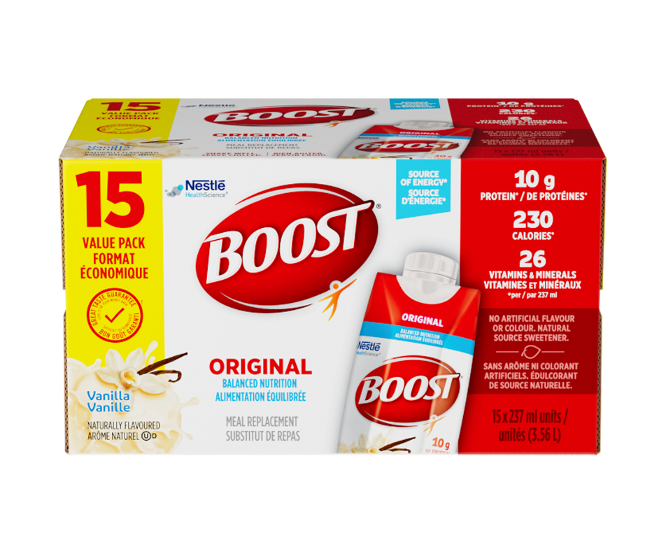 Boost Original substitut repas liquide, vanille, 15 x 237 ml – Nestlé ...