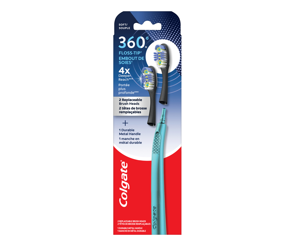 360° Floss Tip brosse à dents avec têtes de recharge, souple, 1 unité ...