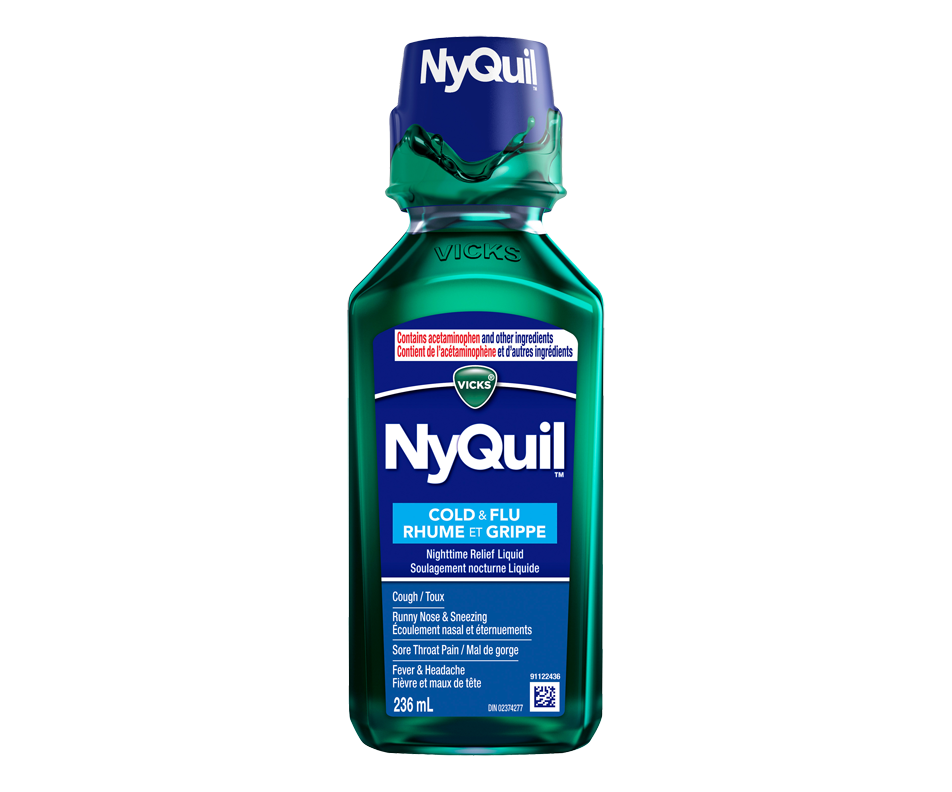 NyQuil médicament liquide de nuit contre le rhume et la grippe, 236 ml ...