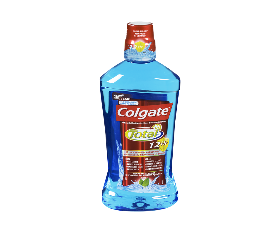 Colgate Total 12 Heures rince-bouche, explosion de menthe poivrée, 1 L ...