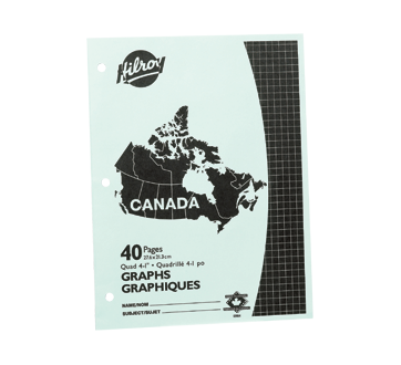 Cahier quadrillé pour graphiques, 1 pouce, 40 pages, 1 unité – Hilroy ...