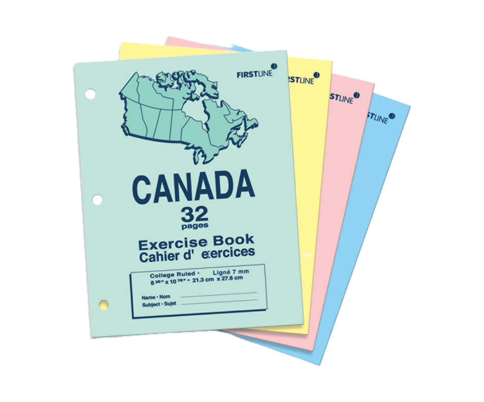 Ensemble de cahiers Canada, bleu, rose, jaune et vert, 4 unités ...