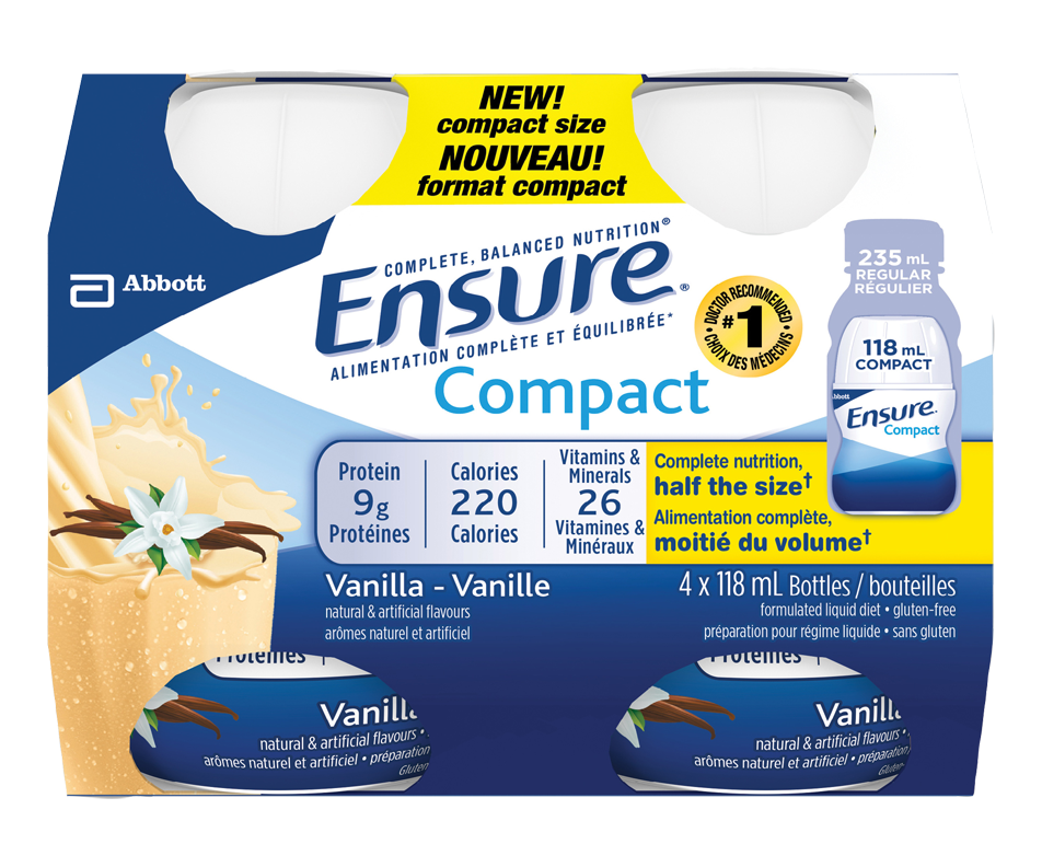 Compact boisson protéinée, vanille, 4 x 118 ml – Ensure : Supplément ...